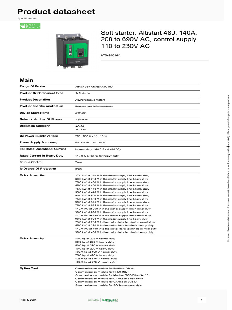 Schneider Qeqeqelectric - Altivar-Soft-Starter-ATS480 - ATS480C14Y ...