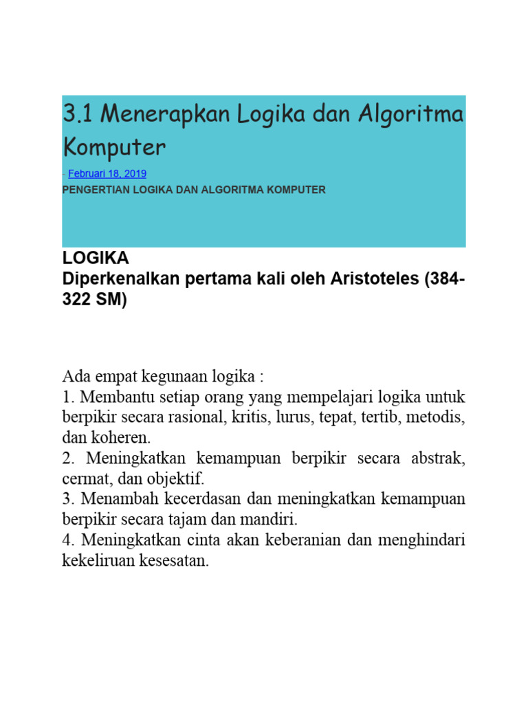 Materi Algoritma | PDF | Teknologi & Rekayasa