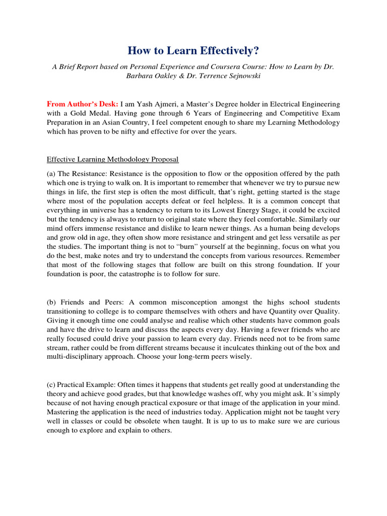How To Learn Effectively | PDF | Knowledge | Mind