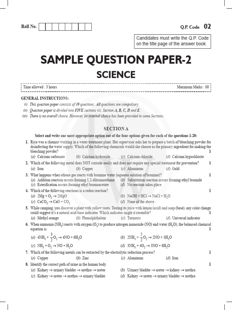 Sample Question Paper_2_Science | PDF | Ph | Ionic Bonding