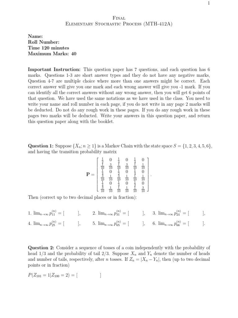 Final Midsem | Download Free PDF | Markov Chain | Probability