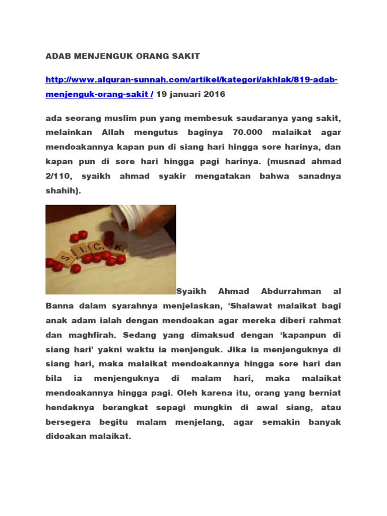 Adab Menjenguk Orang Sakit | PDF