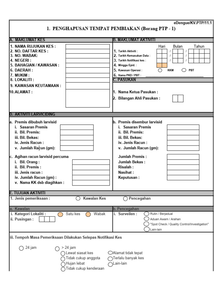 Format Borang Lapangan PTP - KKM Siti Update | PDF
