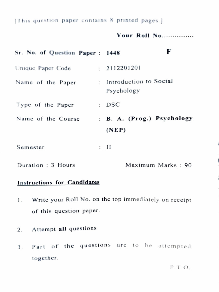 Question Paper ISP | PDF | Human Communication | Cognition