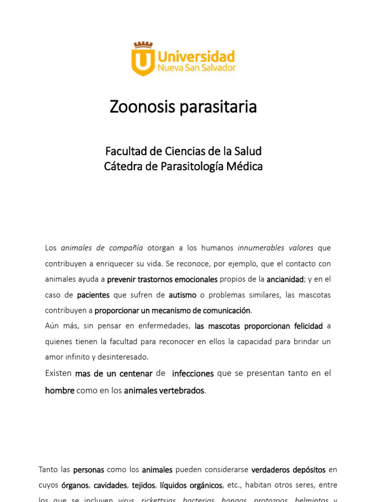 Zoonosis Parasitarias: Clasificación y Ejemplos | PDF | Feto ...