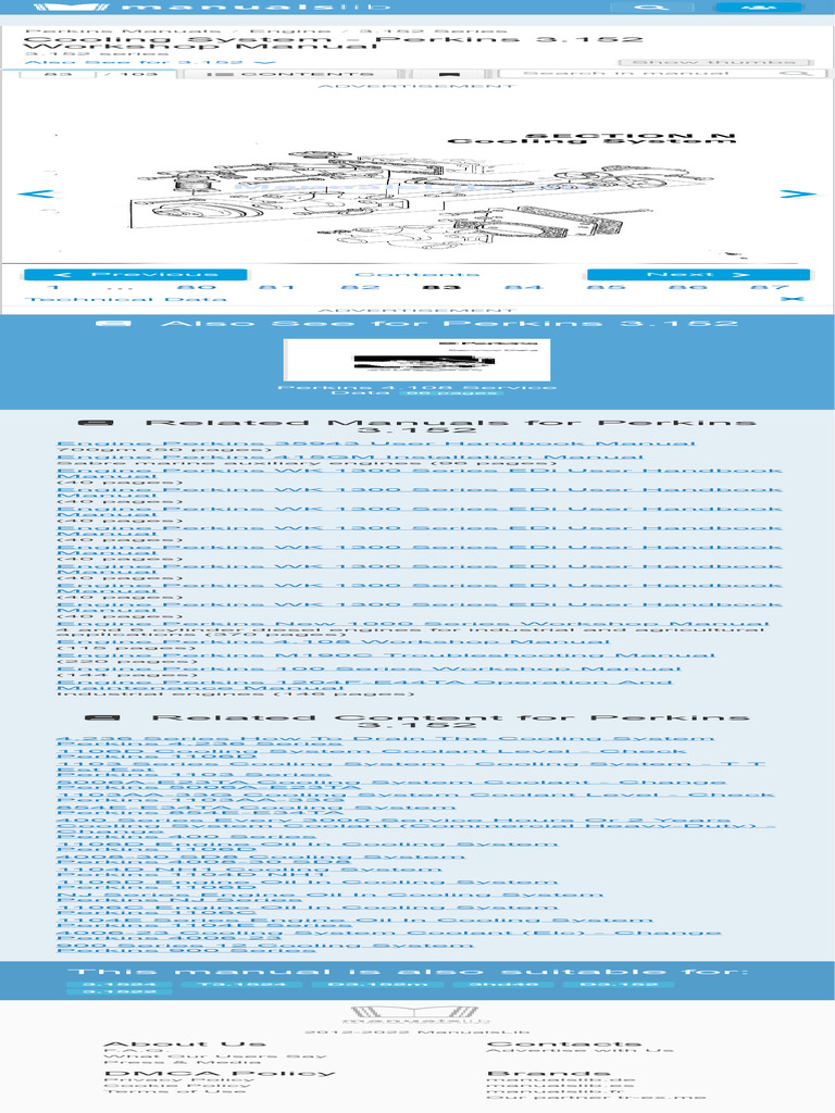 Cooling System - Perkins 3.152 Workshop Manual (P | PDF | Internal ...