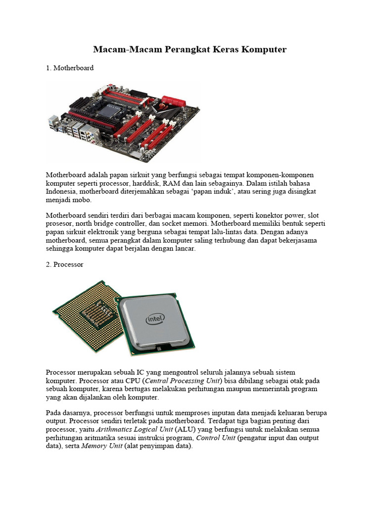 Macam Macam Perangkat Keras Komputer | PDF | Game & Aktivitas