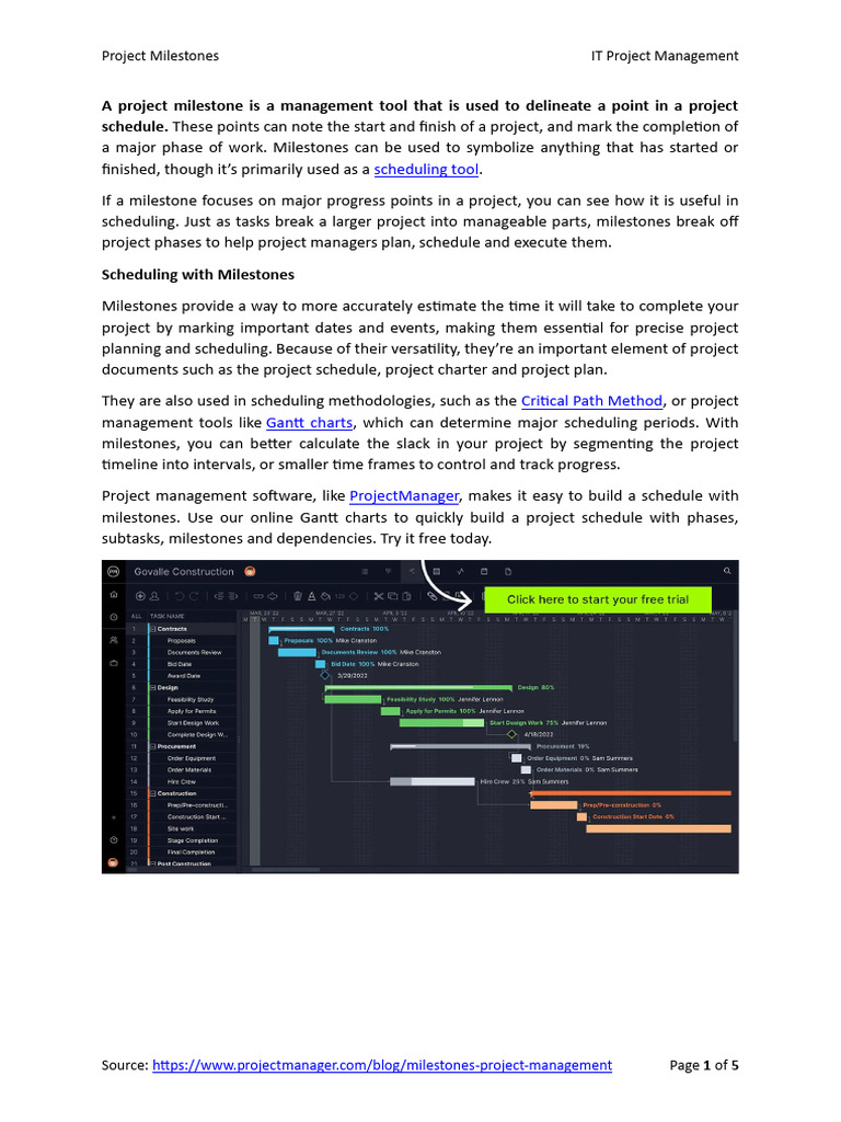 18-Project Milestones | PDF | Project Management | Computing
