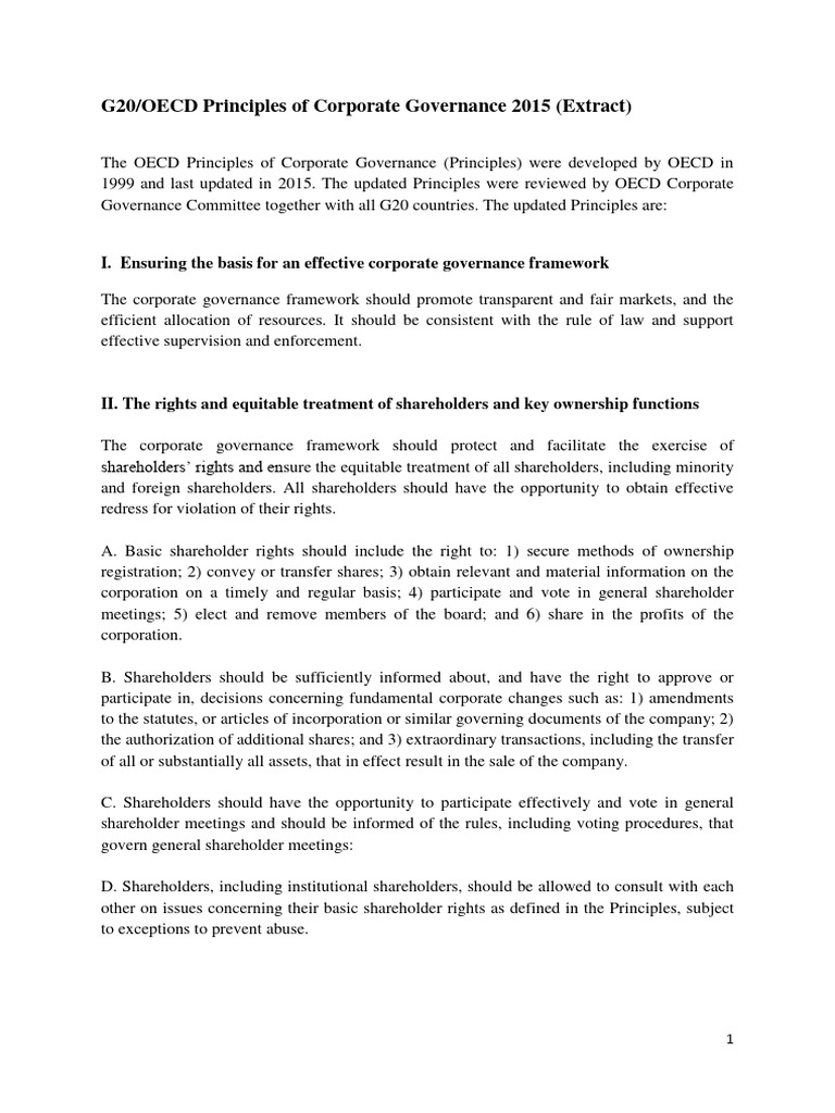 G20-OECD Principles of CG | PDF | Corporate Governance | Governance