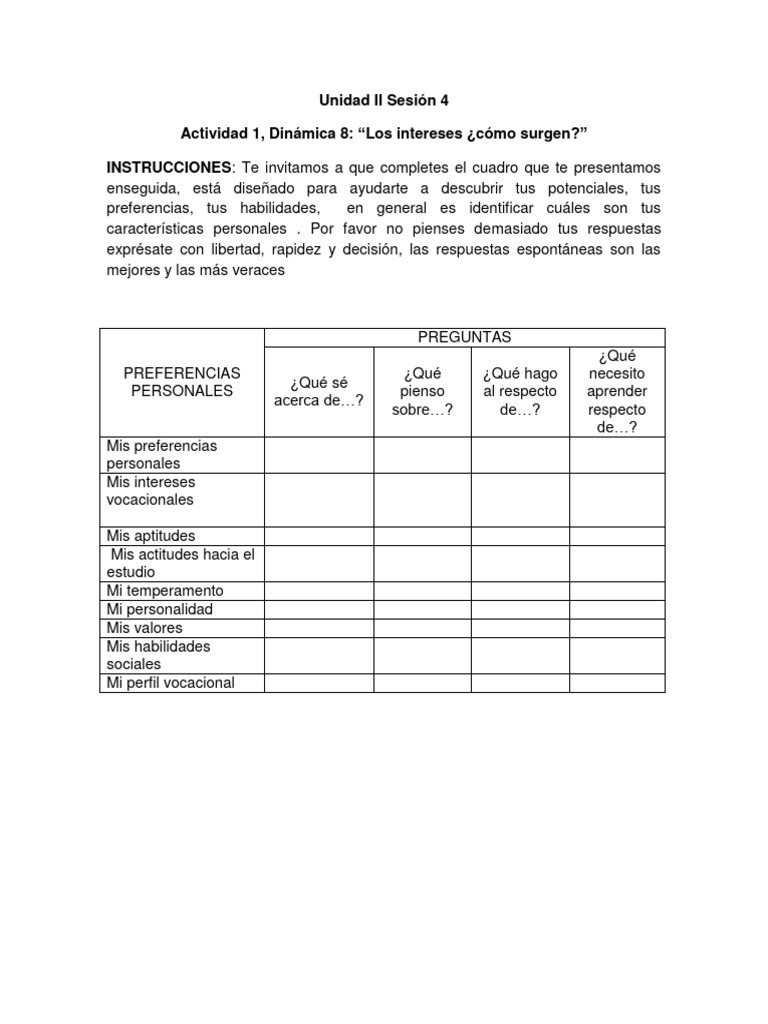 Descubre tus Intereses y Potenciales | PDF | Relaciones personales ...