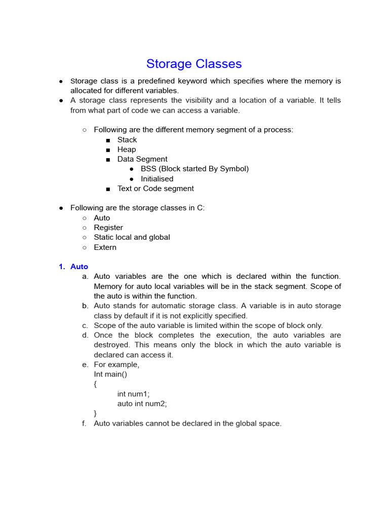 42 Storage Classes Pdf Variable Computer Science Scope Computer Science 4591