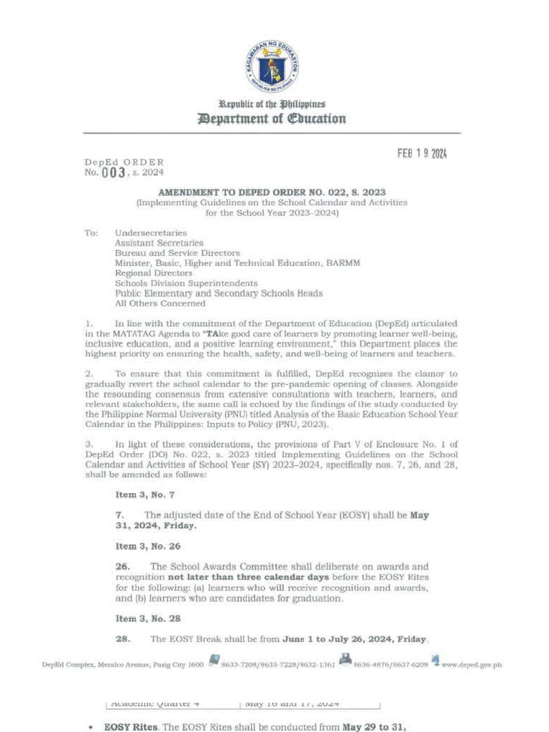 Deped Order 003 S 2024 | PDF