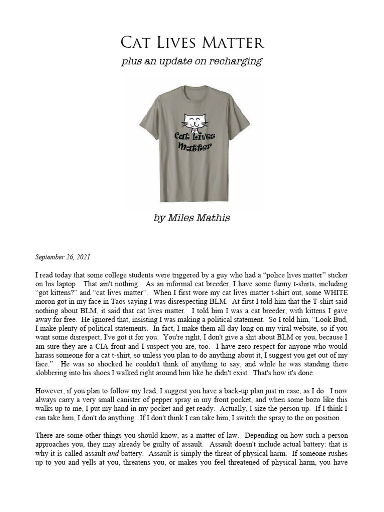 Miles Mathis - Cat Lives Matter | PDF | Assault | Mattress