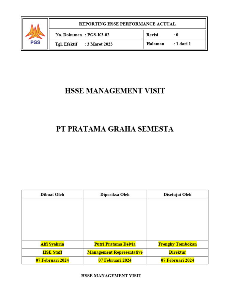 Hsse Management Visit | PDF