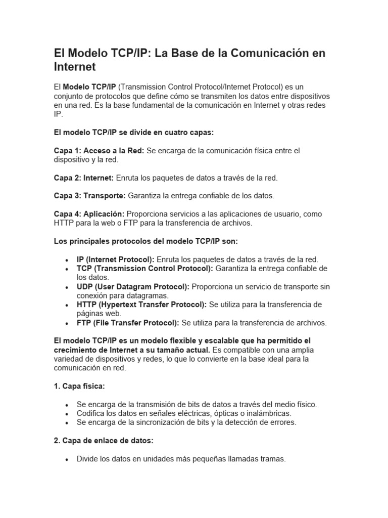 El Modelo TCP IP | Descargar gratis PDF | Protocolo de Control de ... El Modelo TCP IP | Descargar gratis PDF | Protocolo de Control de ...