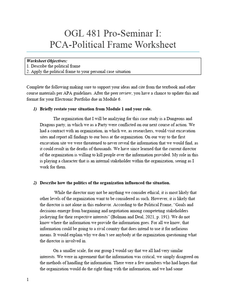 4 Political Frame Worksheet - DND | PDF | Psychological Concepts ...