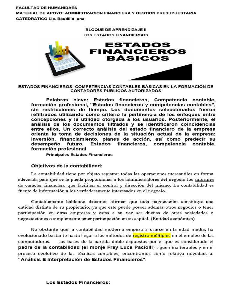 Material de Apoyo Bloque Ii - Estados Financieros | PDF | Contabilidad ... Material de Apoyo Bloque Ii - Estados Financieros | PDF | Contabilidad ...