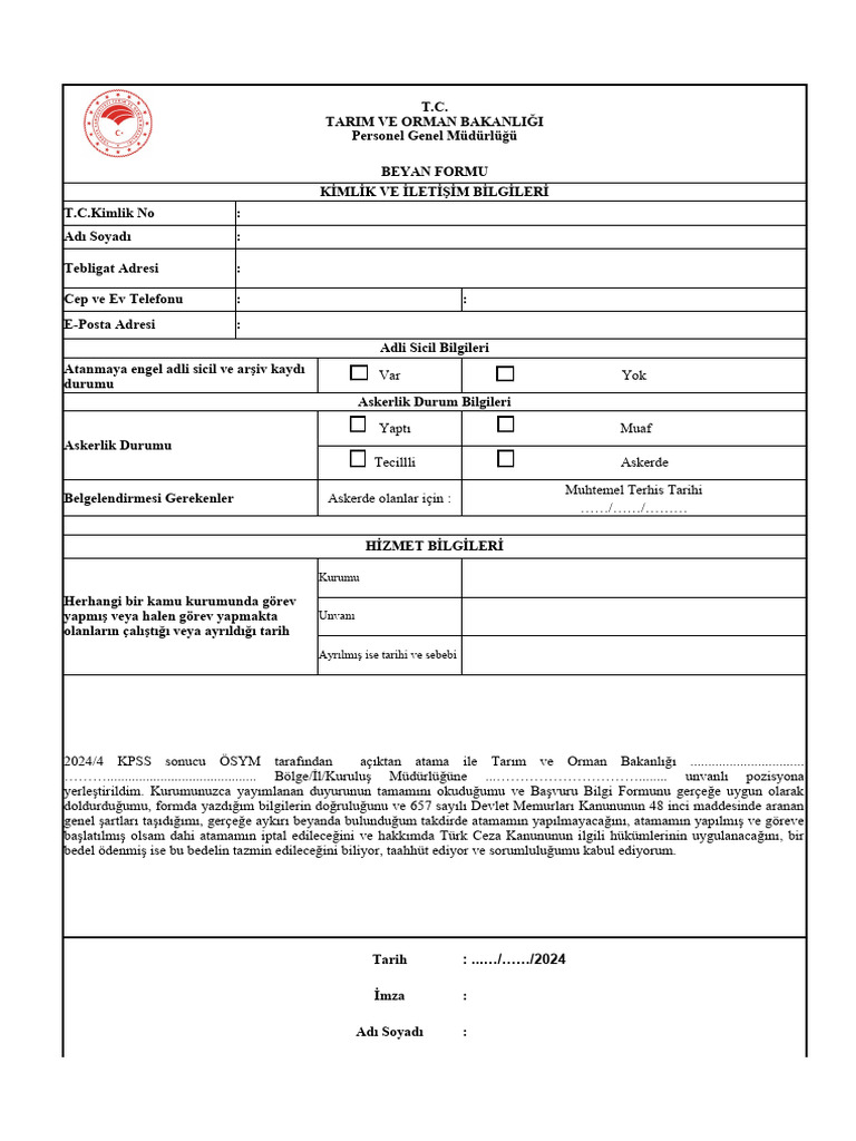 Beyan Formu | PDF