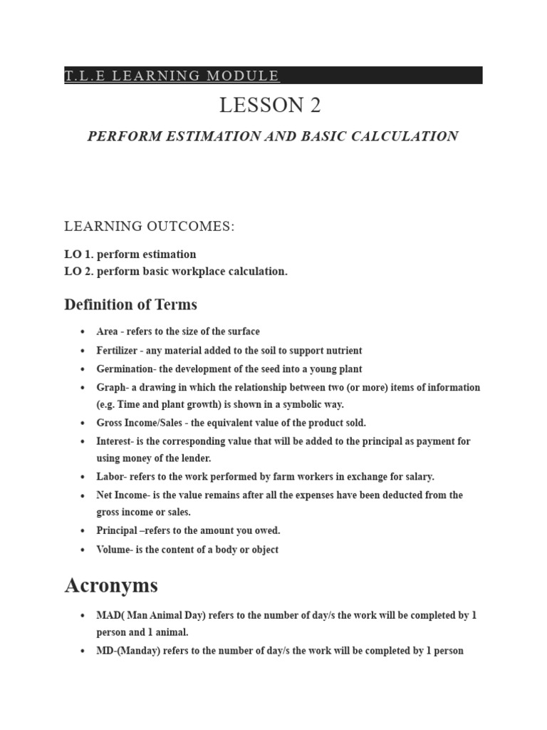 Tle 8 Lesson 2 | Download Free PDF | Area | Triangle