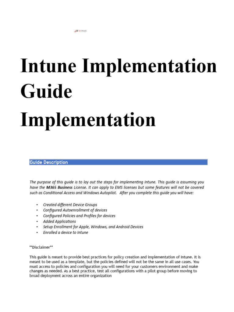 Intune Implementation | PDF | Ios | Mobile App