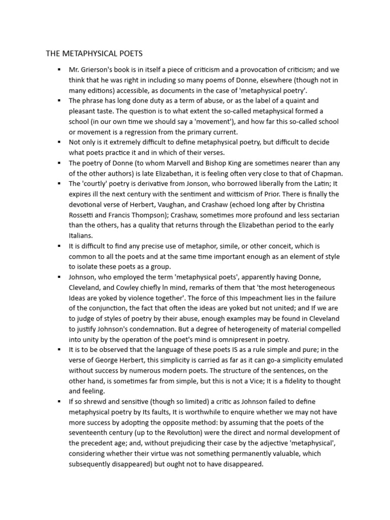 Metaphysical Poets | PDF