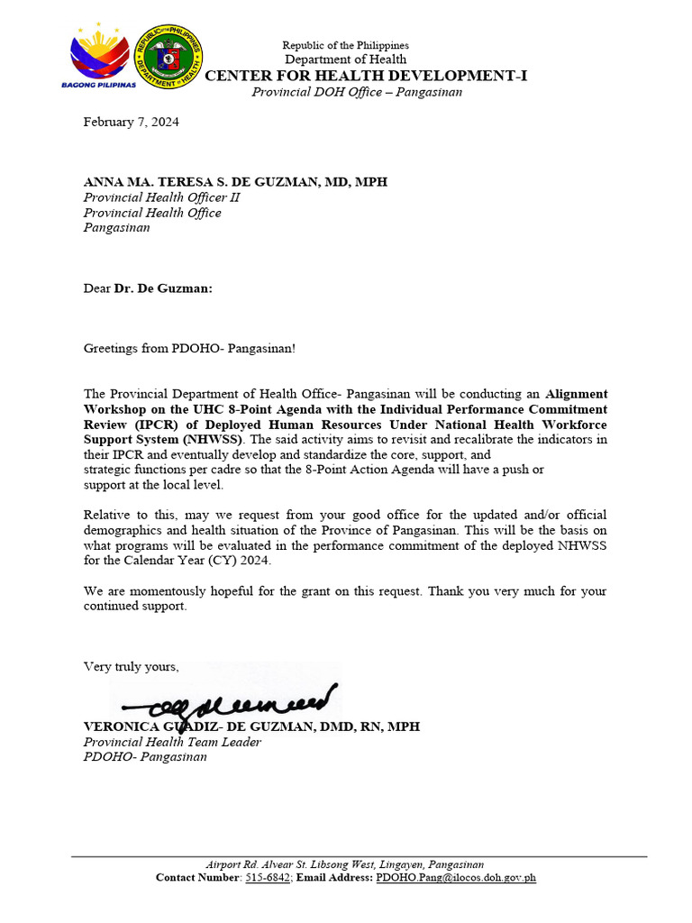 Request for Health Data for UHC Agenda | PDF | Self-Improvement