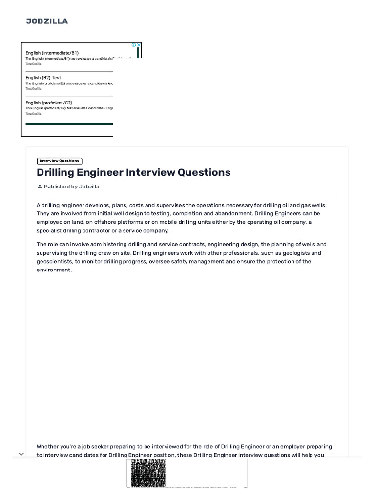 Drilling Engineer Interview Questions | PDF | Oil Well | Safety