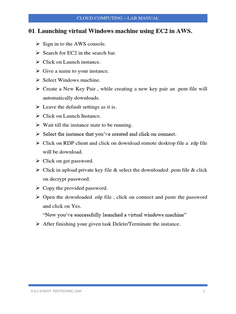 Cloud Computing - Manual | PDF | Command Line Interface | Computing
