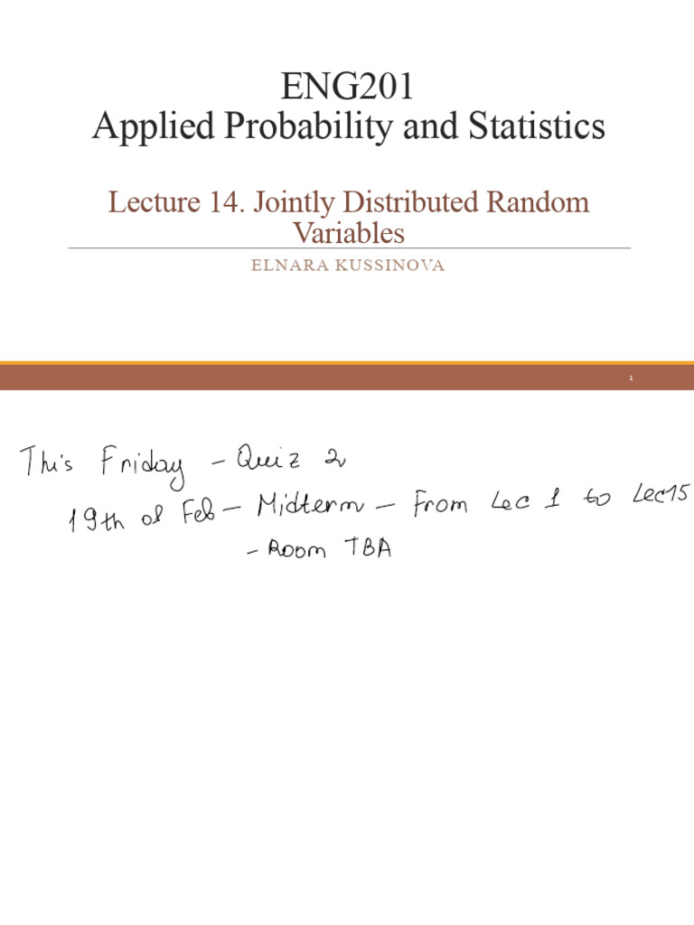 Lecture 14 Joint Probability Distributions | PDF | Probability Distribution | Probability ...