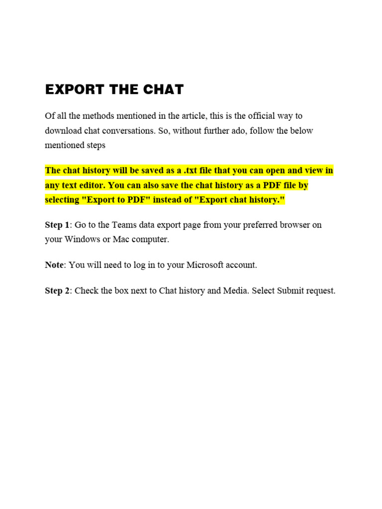 MS Teams Chat Export | PDF