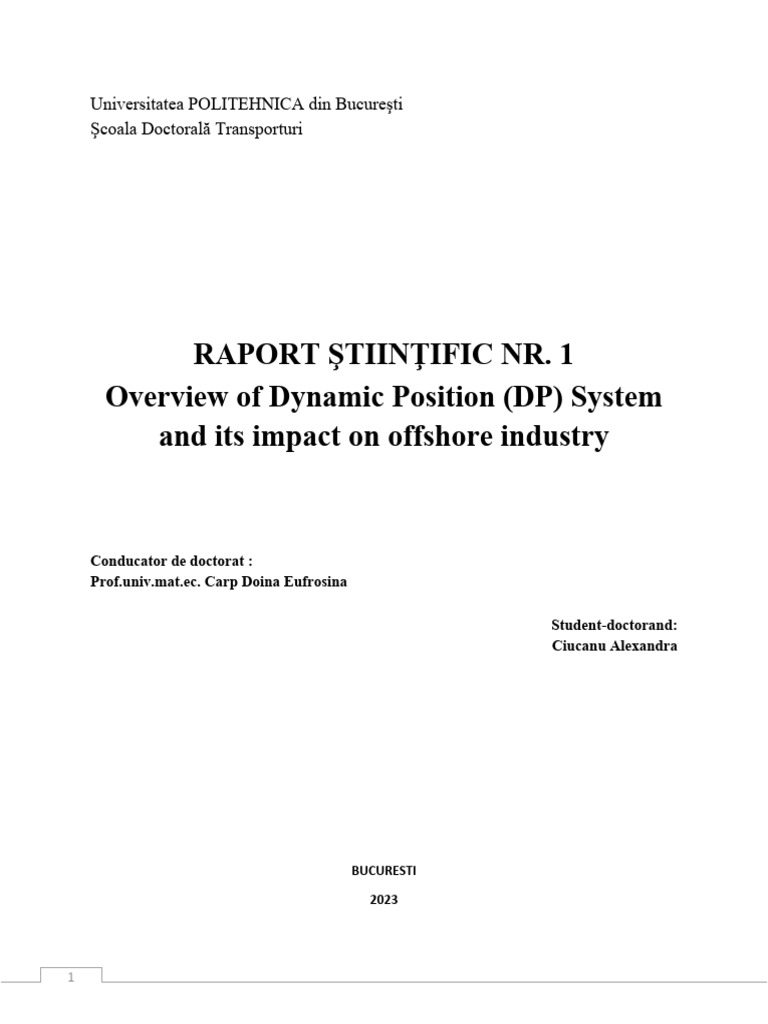 Dynamic Positioning Systems in Offshore Industry | PDF