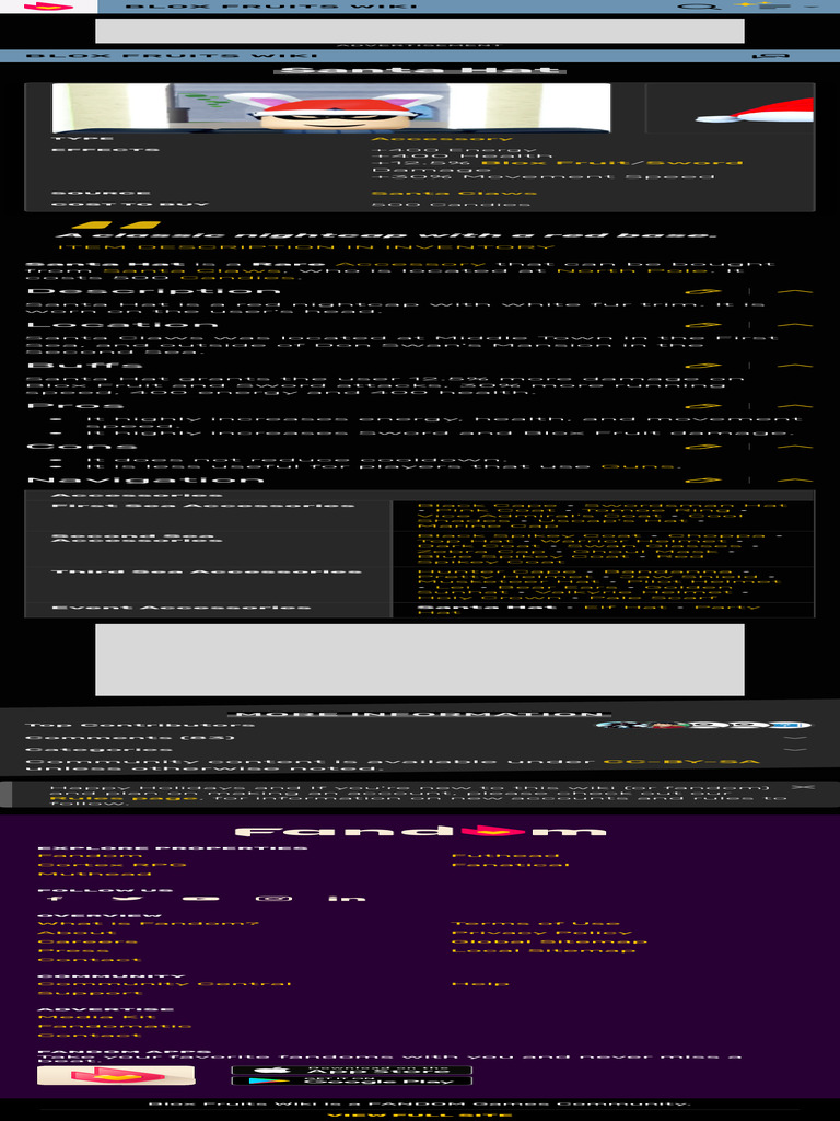 Santa Hat Blox Fruits Wiki Fandom | Download Free PDF | Clothing