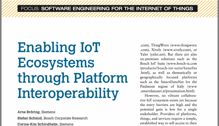 Enabling IoT Ecosystems Through Platform Interoperability | PDF