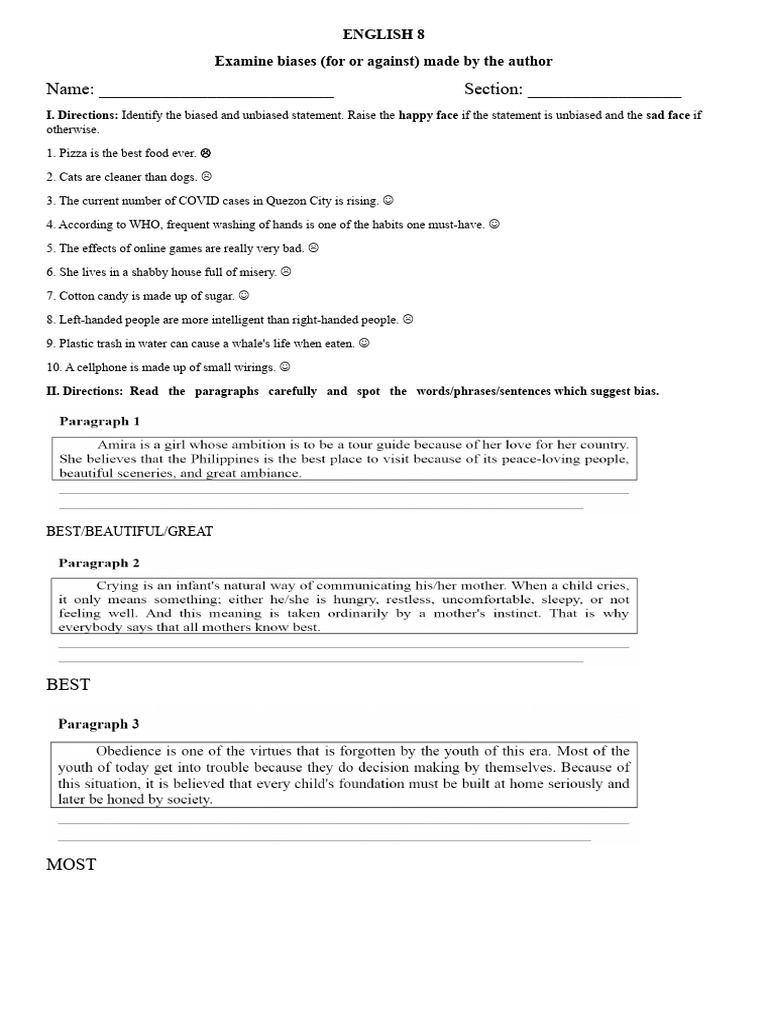 Q3-Examining Biases Worksheet | PDF Q3-Examining Biases Worksheet | PDF
