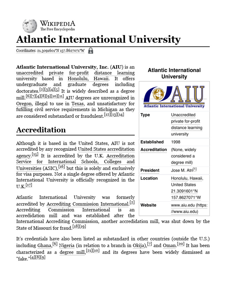 Atlantic International University - Wikipedia | PDF | Higher Education ...
