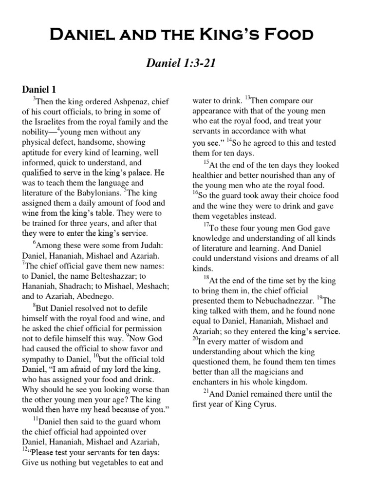 Lesson 116 Daniel and The Kings Food | PDF | Shadrach, Meshach, And ...