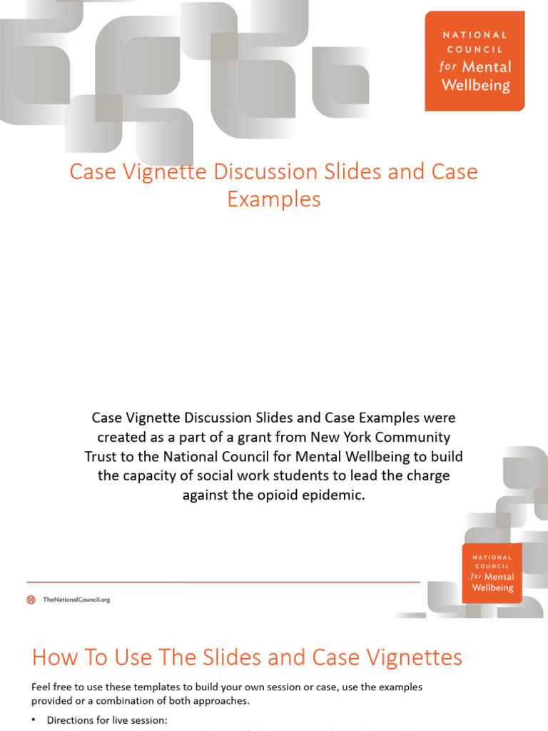 Case Vignette Discussion Slides and Case Examples | PDF | Mood Disorders | Anxiety