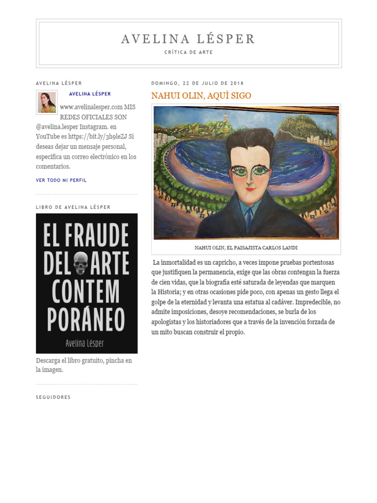 Avelina Lésper - NAHUI OLIN, AQUÌ SIGO | PDF | Pinturas | Las artes