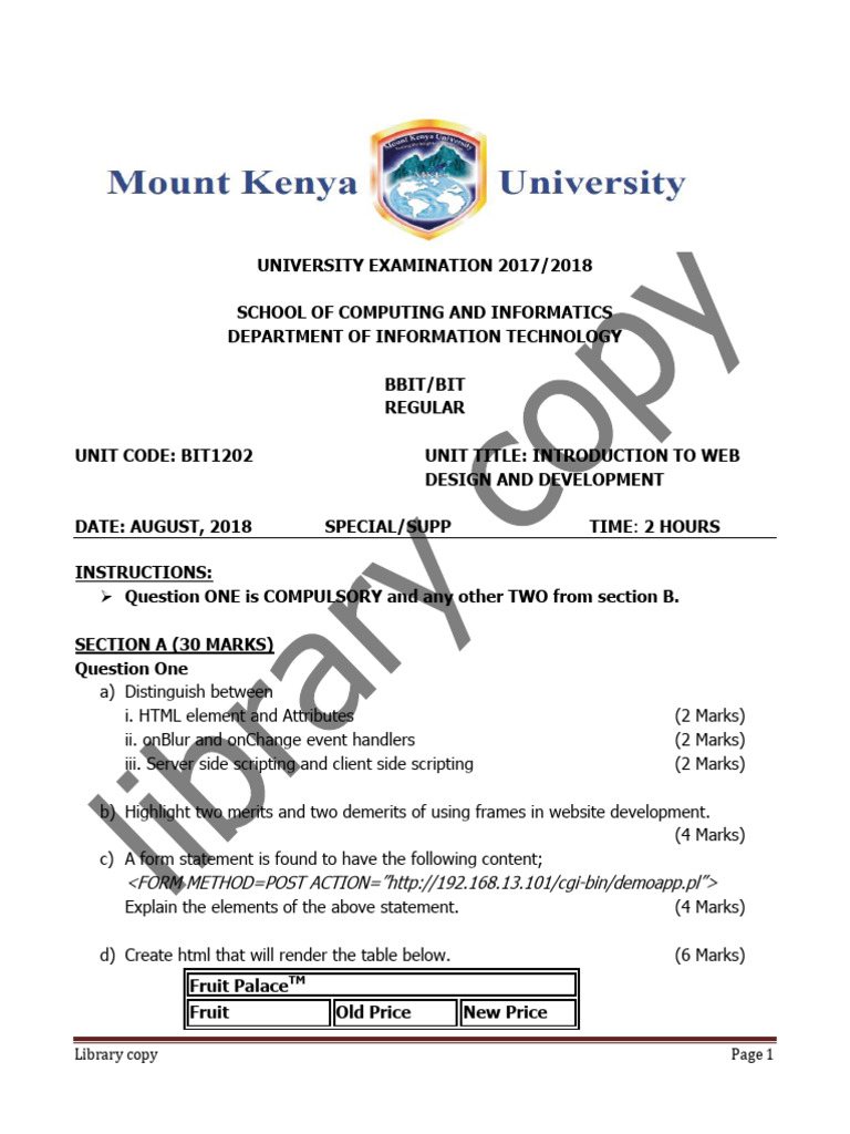 Bit1202 Introduction To Web Design and Development Reg Supp | Download Free PDF | World Wide Web ...