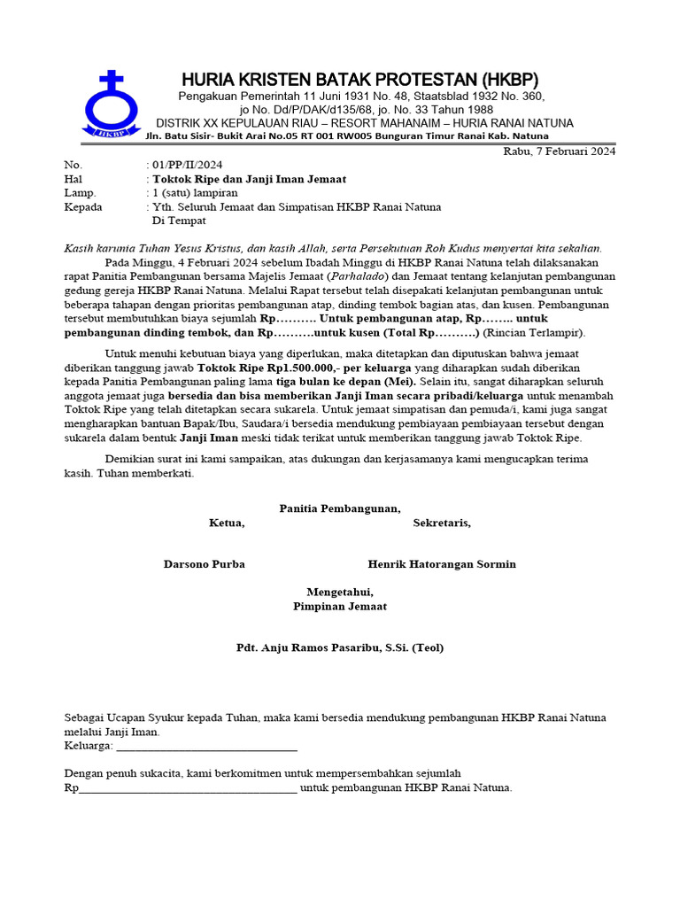 Surat Toktok Ripe Dan Janji Iman | PDF