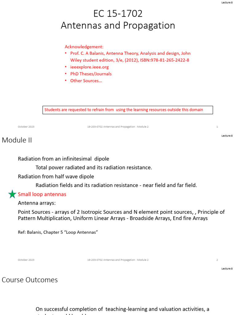 AP Lecture 8 | PDF | Antenna (Radio) | Waves