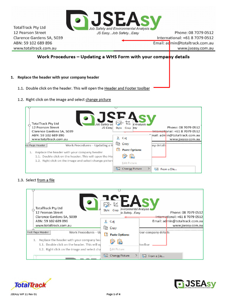 Update WHS Form with Company Details | PDF