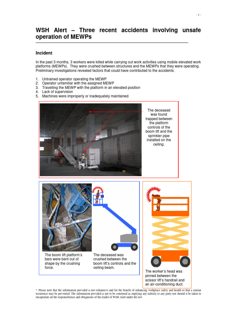 MEWP Safety Guidelines and Incident Report | PDF | Occupational Safety ...