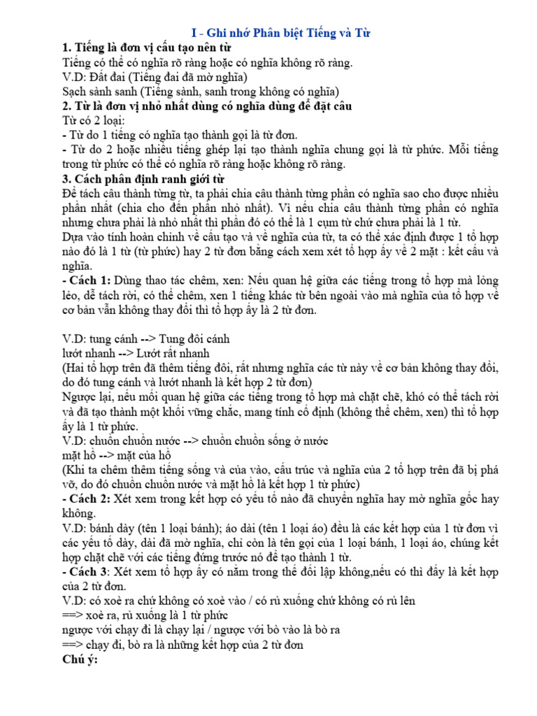 PHÂN BIỆT TIẾNG VÀ TỪ. CÁCH PHÂN ĐỊNH RANH GIỚI TỪ. | PDF