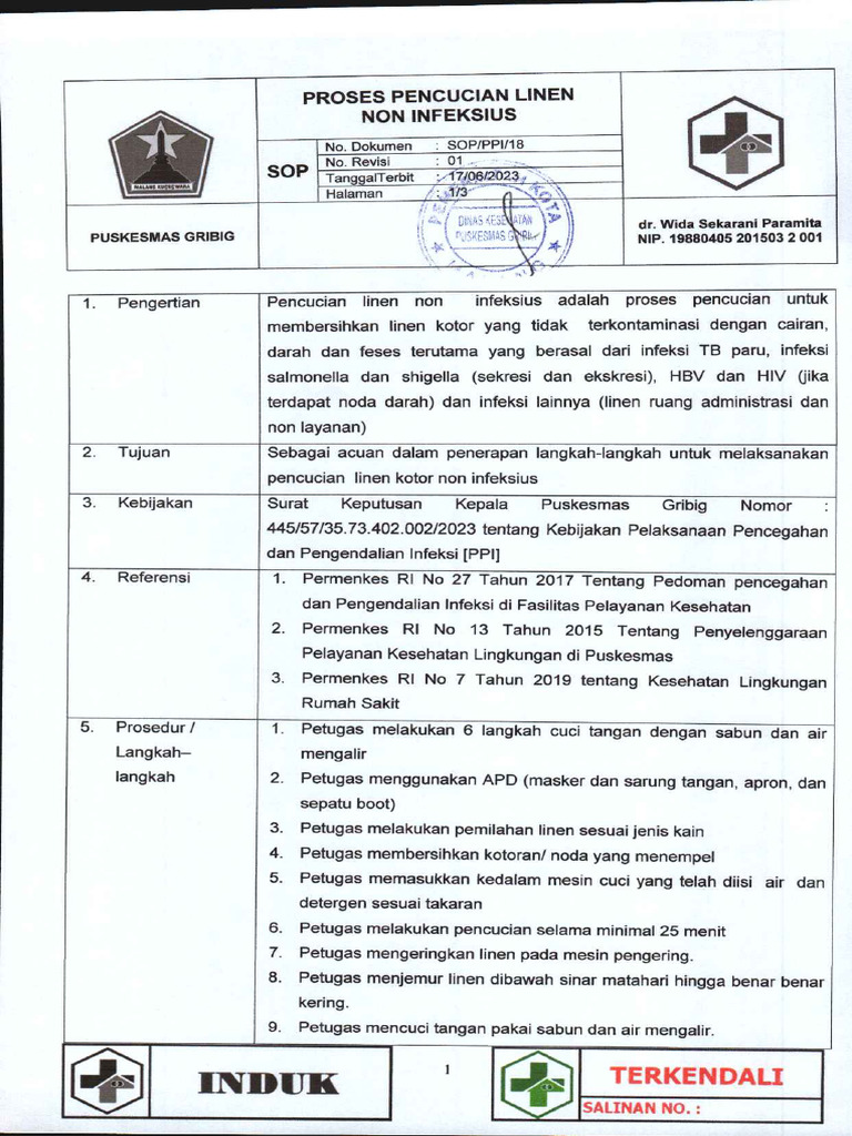 Sop Proses Pencucian Linen Non Infeksius | PDF