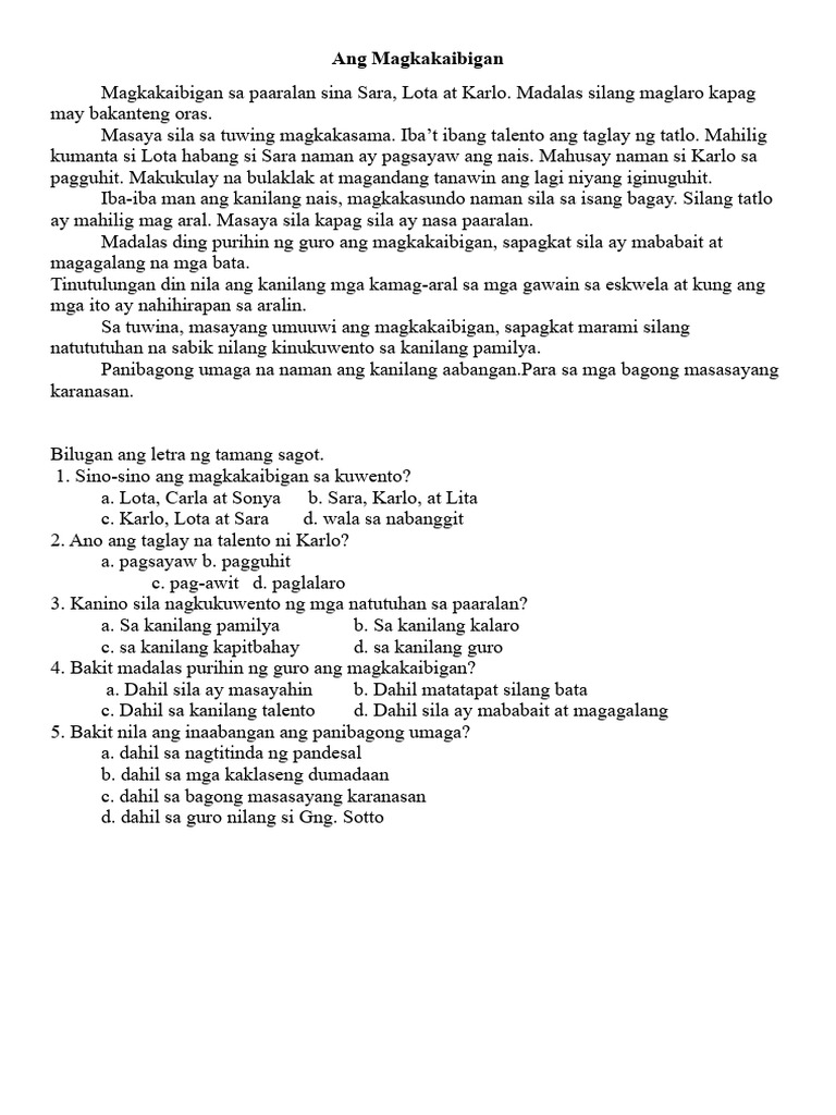 Ang Magkakaibigan Modyul 3 | PDF
