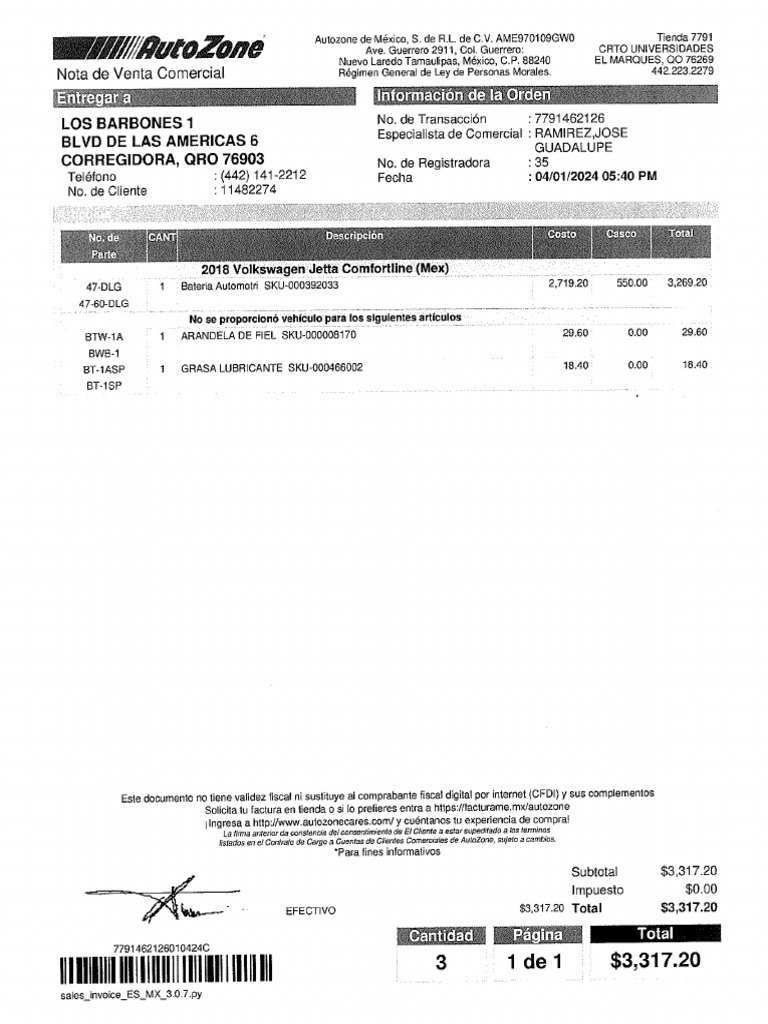 Factura Autozone | PDF