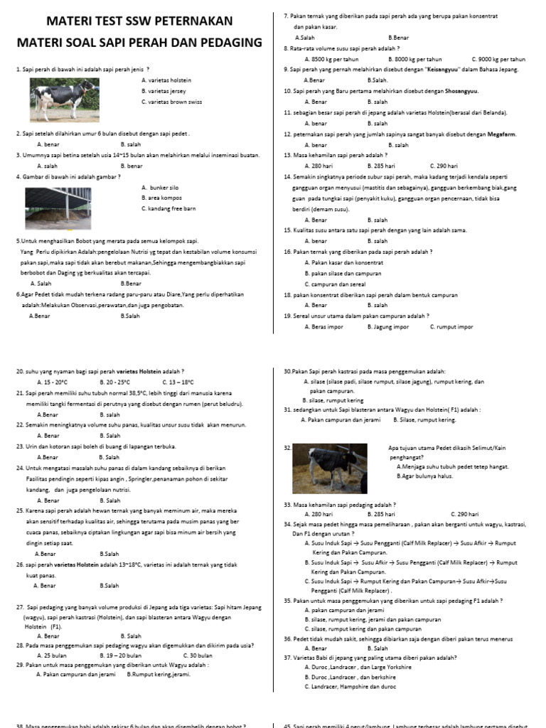 Soal SSW Peternakan | PDF
