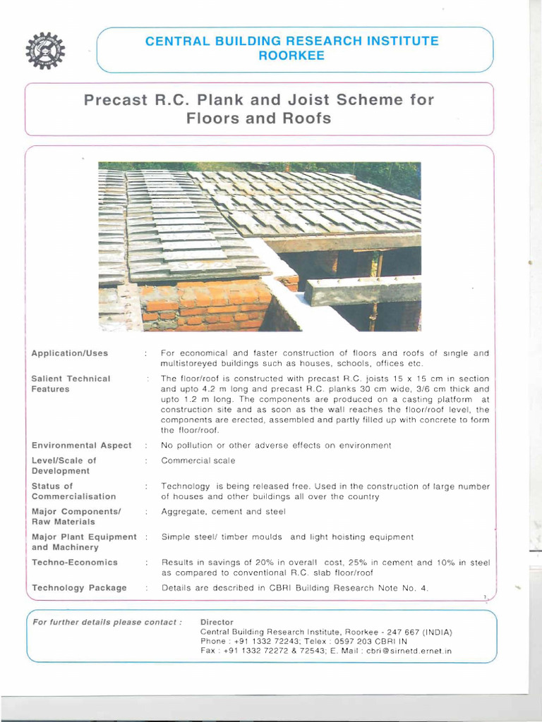 Precast R.C. Plank Roof System | PDF | Precast Concrete | Structural ...
