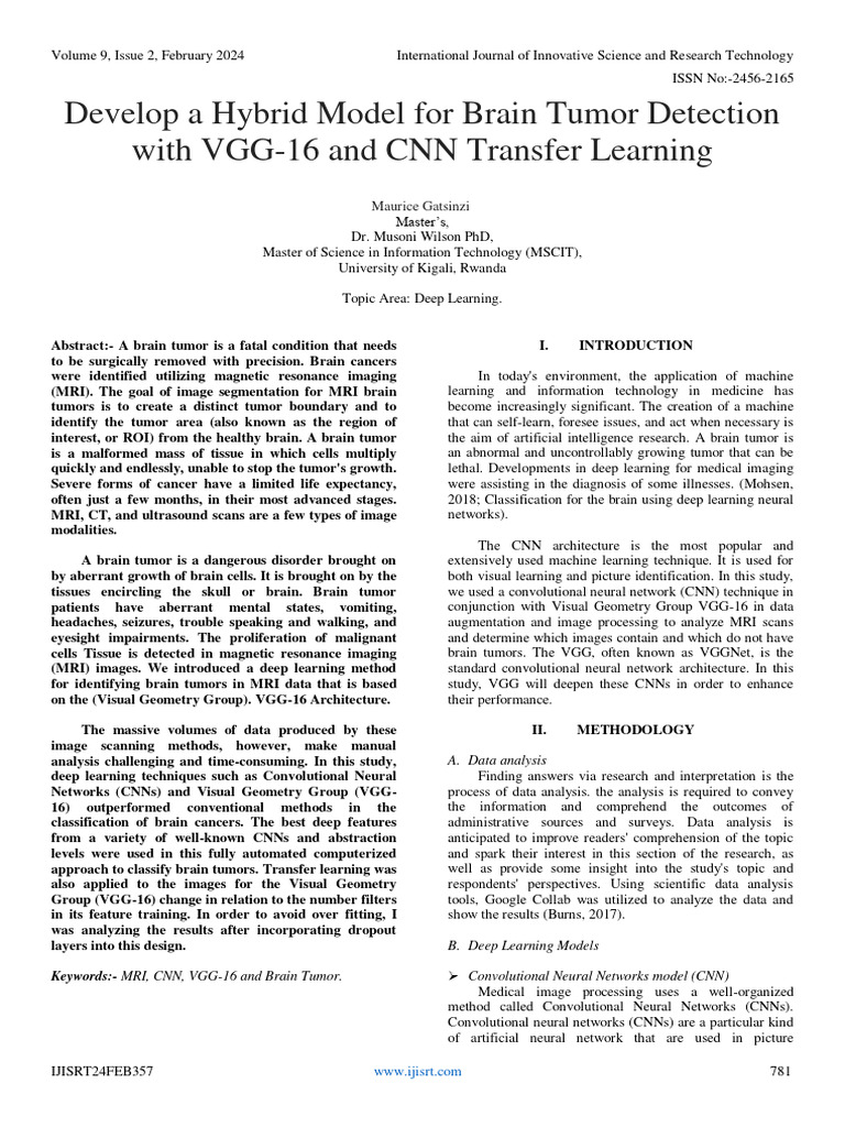 Develop A Hybrid Model Using CNN Transfer Learning & VGG-16 For The Detection of Brain Tumor ...